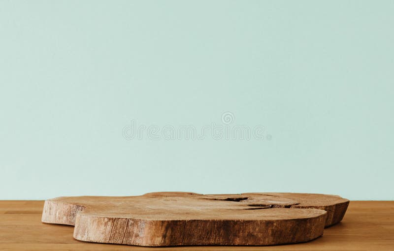 Wooden Slice on Wooden Table and Copy Space Stock Image - Image of ...