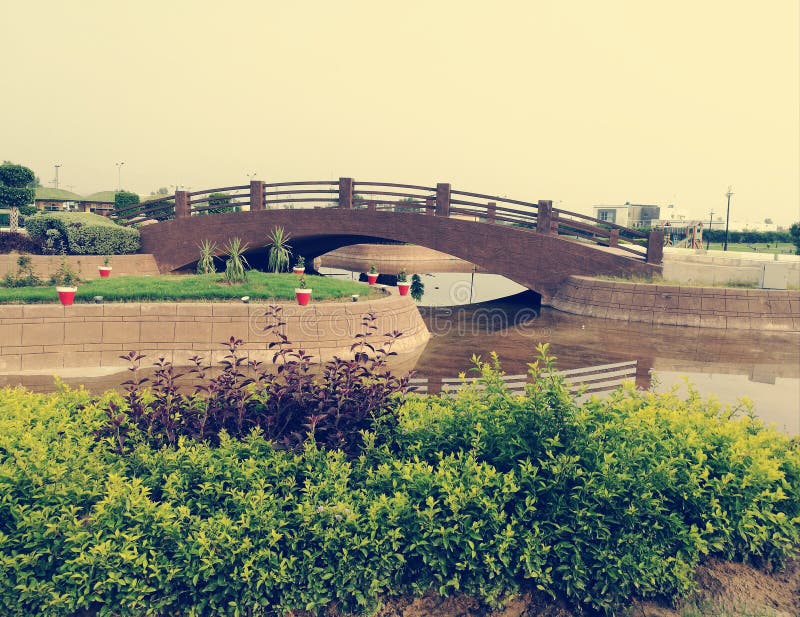 Wooden Small Bridge in Garden Stock Photo - Image of waterway ...