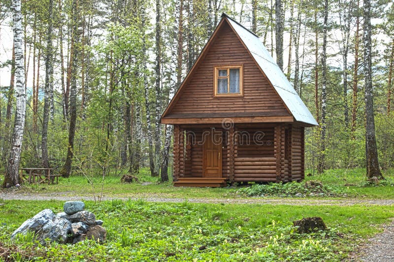 Wooden Small House in a Wood Stock Image - Image of flowering, building ...