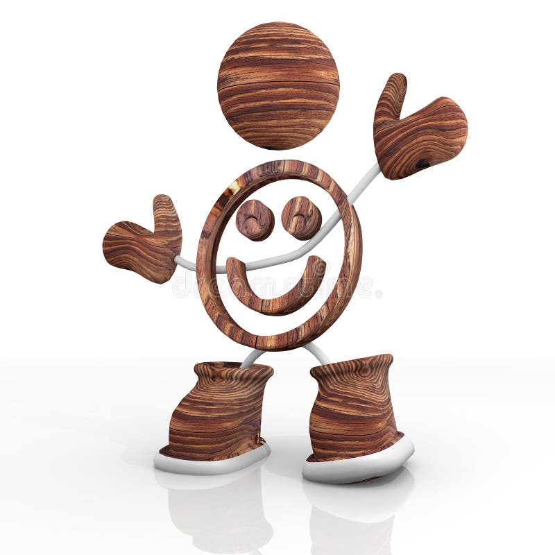 Wooden smile 3d character stock illustration. Illustration of pose ...