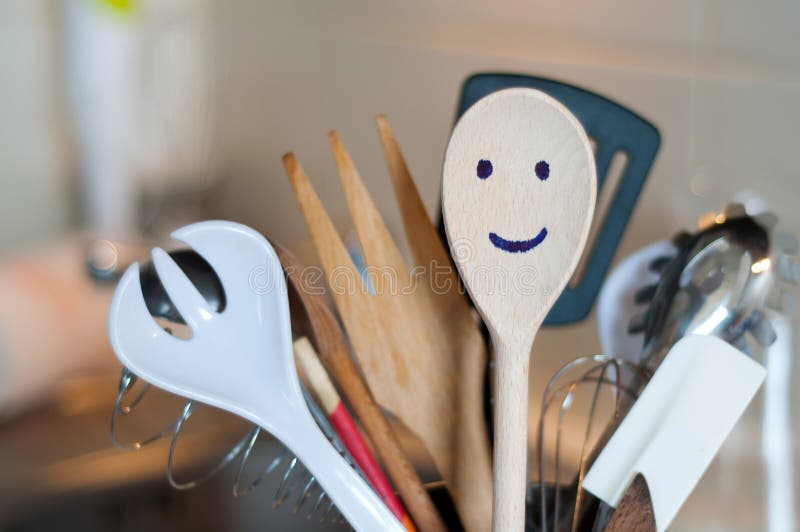 The wooden smiling spoon stock image. Image of instrument - 33905617
