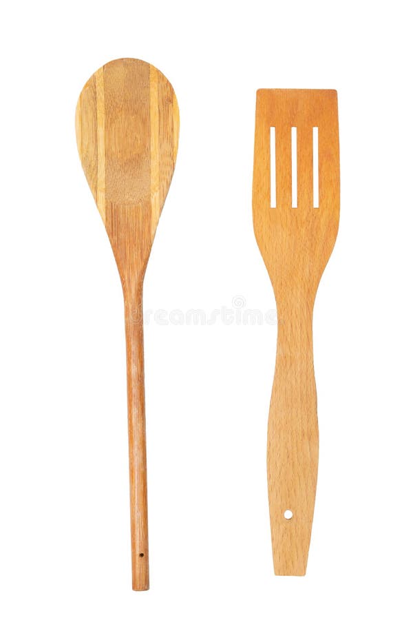 Wooden Spatula Set. Isolated on a White Background. Top View. Clipping ...