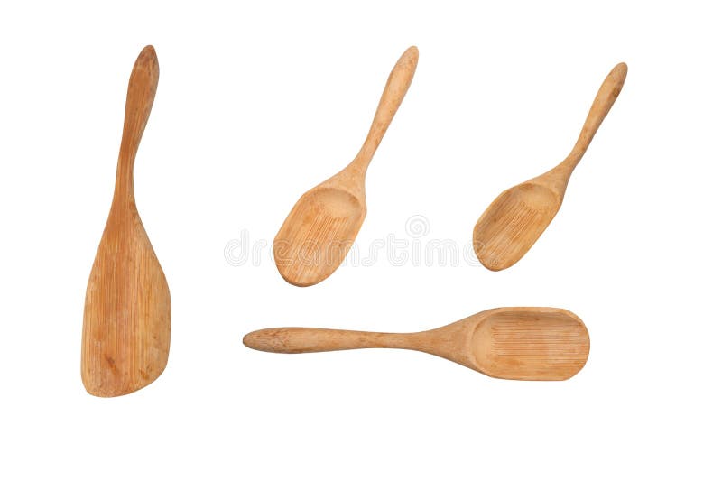 Wooden Spatula for Spices, Tea Isolated on a White Background Stock ...