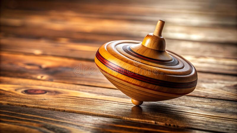 A Wooden Spinning Top S Graceful Spin on a Reflective Surface, Creating ...