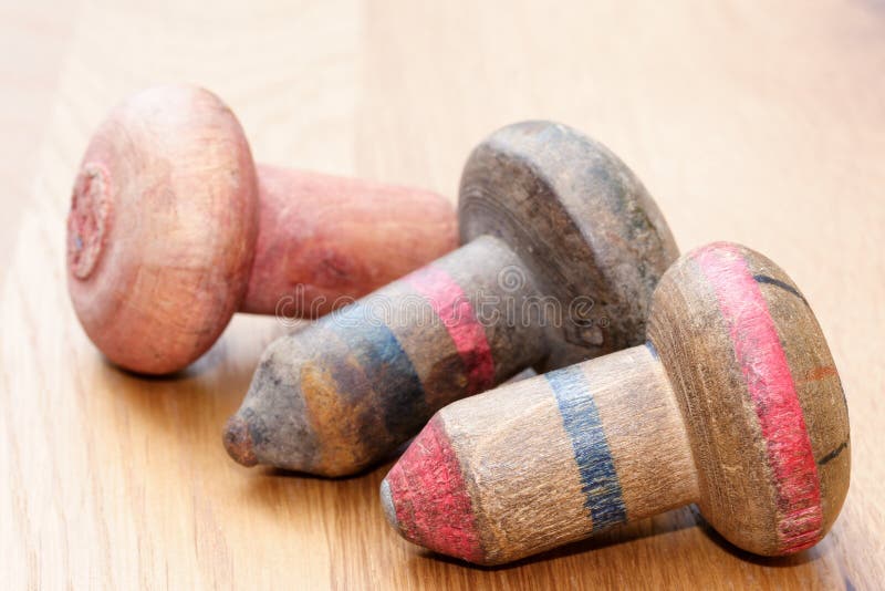 Wooden spinning tops stock photo. Image of retro, game - 10369370