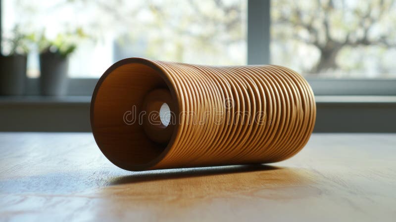Wooden Slinky Toy on a Wooden Table Indoors Stock Illustration ...