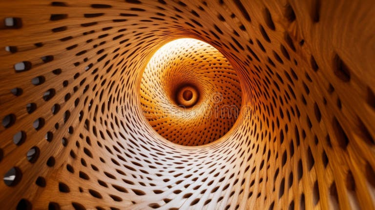 Wooden Spiral Tunnel with Perforated Pattern Stock Illustration ...