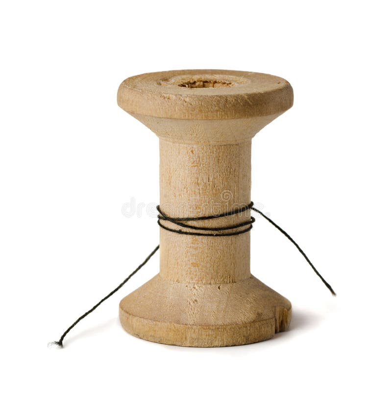 Antique Empty Thread Spool Isolated Stock Photo - Image of antique ...