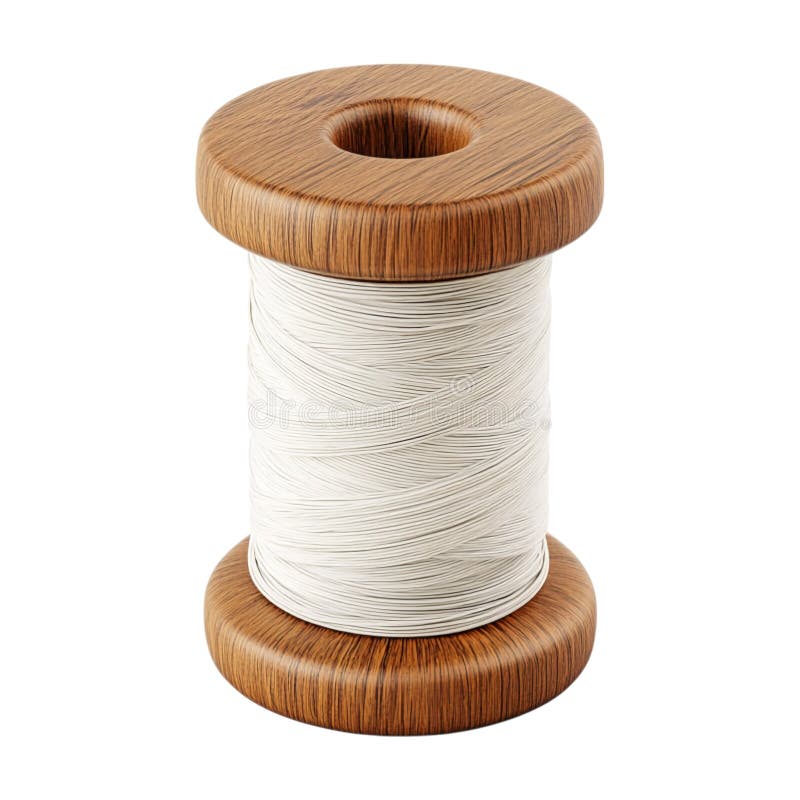 Wooden Spool of Silver Embossed Ribbon on Transparent Background Stock ...