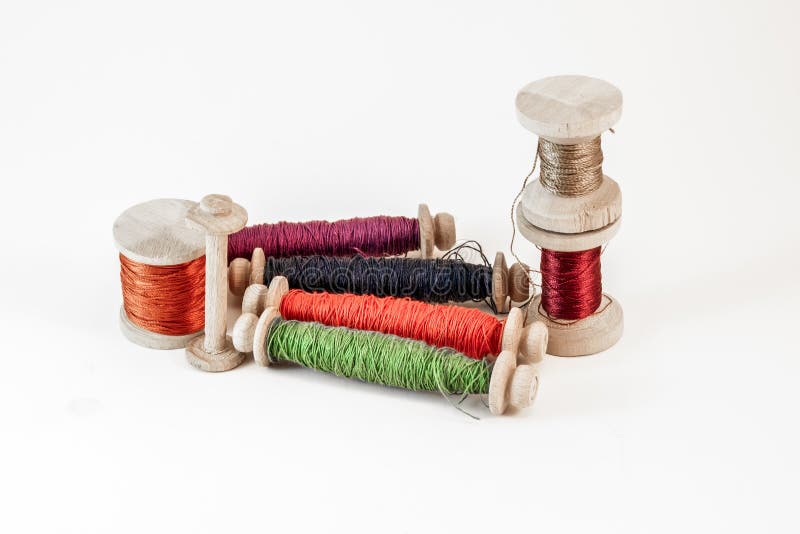 Wooden spools of thread stock photo. Image of linen, thread - 49633076