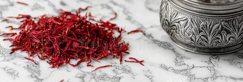A Wooden Spoon Adorned with an Aromatic Saffron Thread, Displaying Its ...