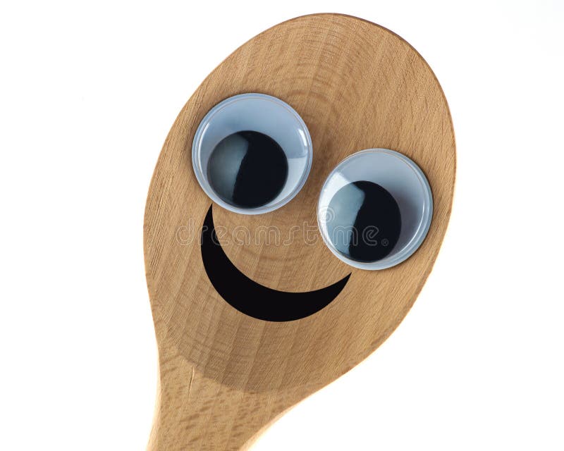 A Wooden Spoon with a Cheerful Smiling Face. Stock Image - Image of ...