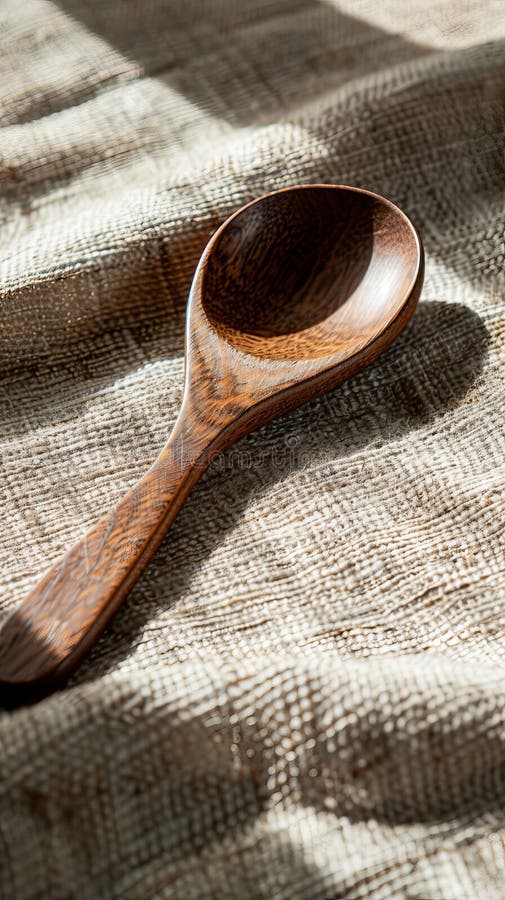 Wooden Spoon on Burlap Fabric Stock Image - Image of wooden, natural ...