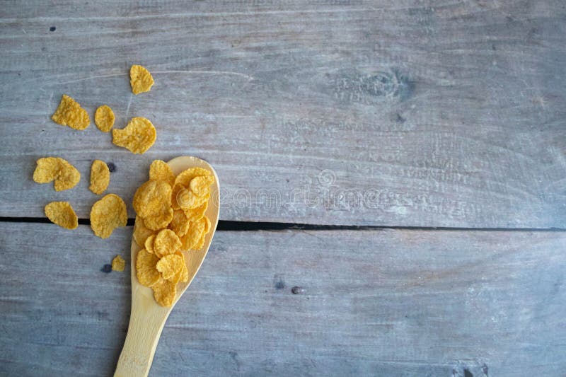 Wooden Spoon and Corn Flakes Isolated on White Stock Image - Image of ...
