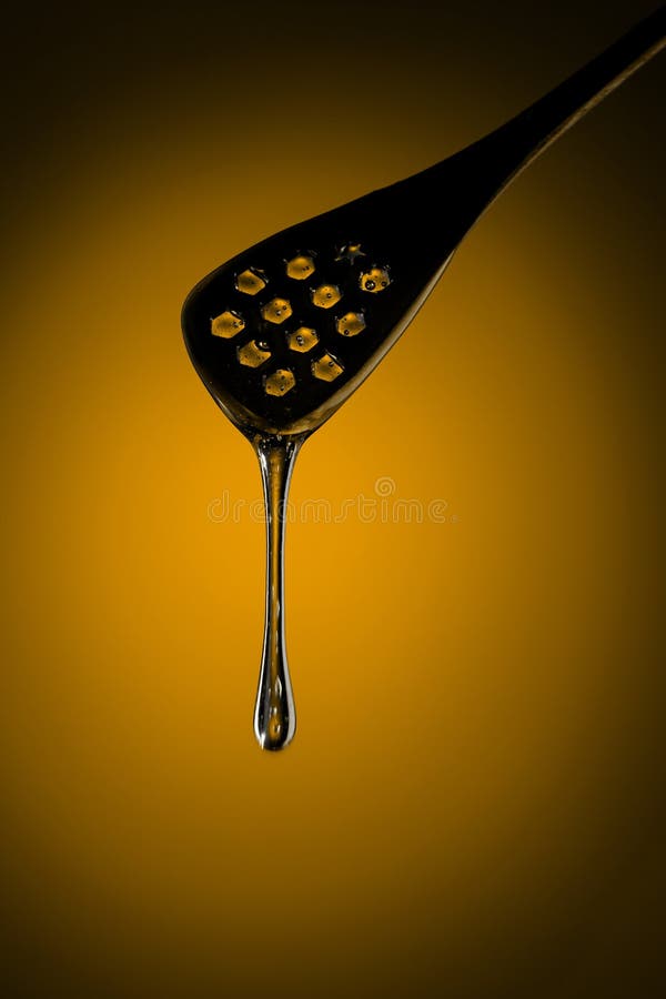 Wooden Spoon with a Drop of Honey. Stock Image - Image of delicious ...