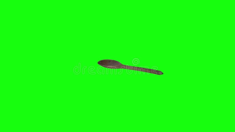 Wooden Spoon Floating in Green Background during 3D Rendering Stock ...