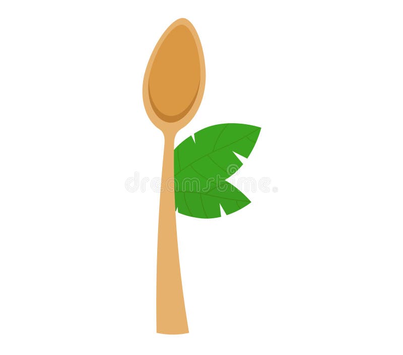 Wooden Spoon with Green Leaf, Symbolizing Eco-friendly Kitchenware ...