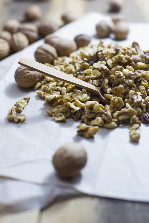 Wooden Spoon in Heap of Walnuts Stock Image - Image of objects, heap ...
