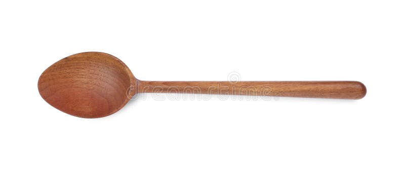 Wooden Spoon Isolated on White, Top View Stock Image - Image of ...