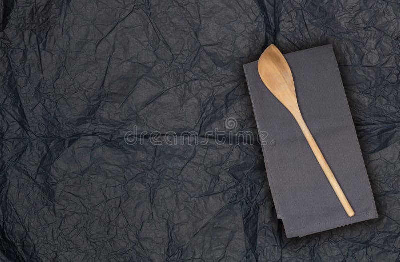 Wooden Spoon and Kitchen Towel on Tissue Paper Stock Photo - Image of ...