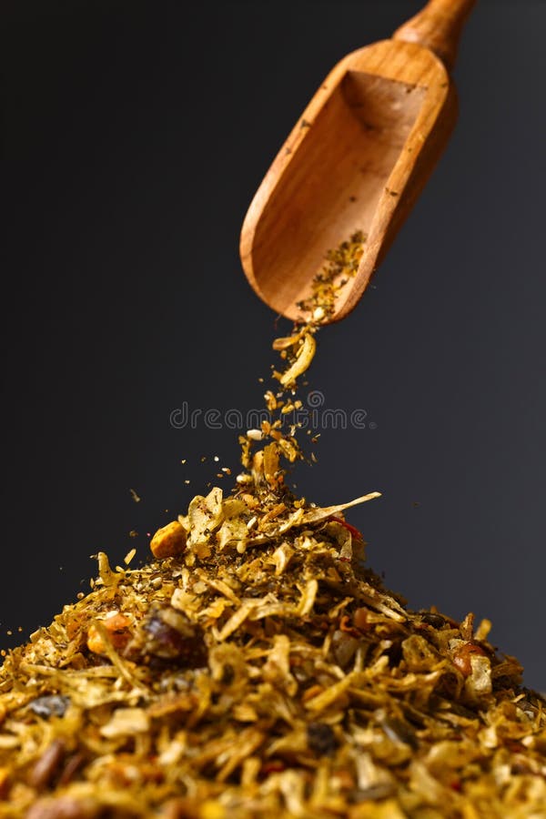Wooden Spoon with Mixture of Different Spices Stock Photo - Image of ...