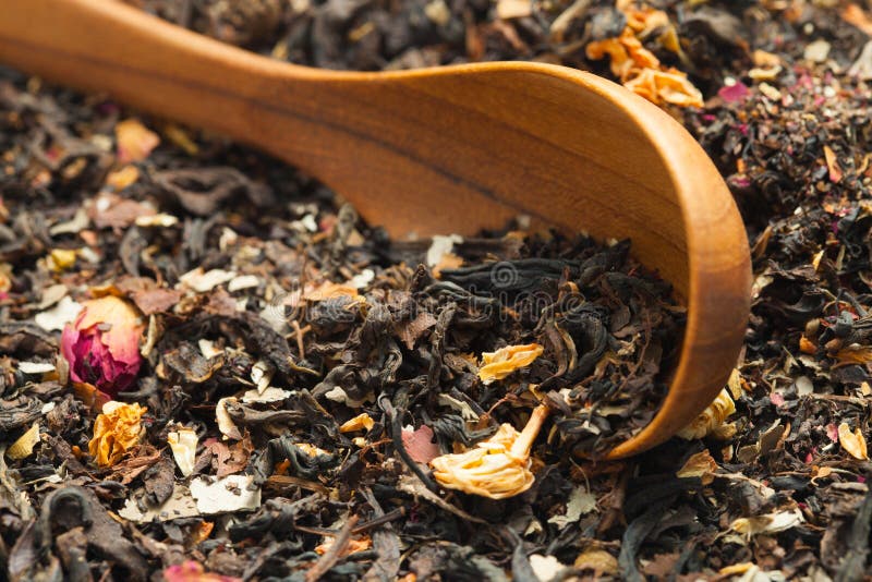 Wooden Spoon in Pile of Dry Tea. Stock Photo - Image of heap, brown ...