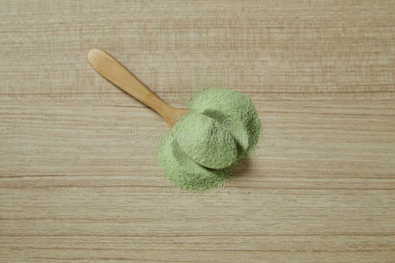 Wooden Spoon with Powdered Matcha Green Tea Stock Photo - Image of ...