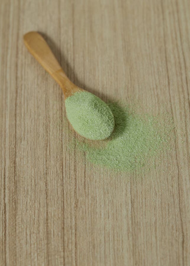 Wooden Spoon with Powdered Matcha Green Tea Stock Photo - Image of ...