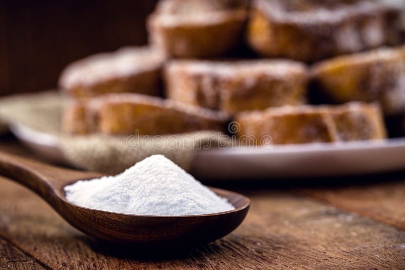 Wooden Spoon with Refined Sugar on the Side, Rustic Kitchen Concept ...