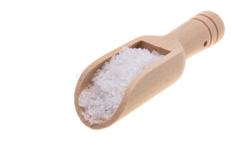 Wooden Spoon with Salt Isolated Stock Photo - Image of healthy, cooking ...