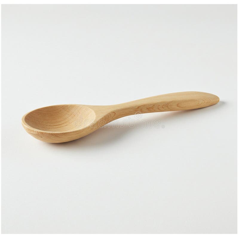 Wooden Spoon with a Smooth, Light Finish, Featuring a Rounded Bowl and ...