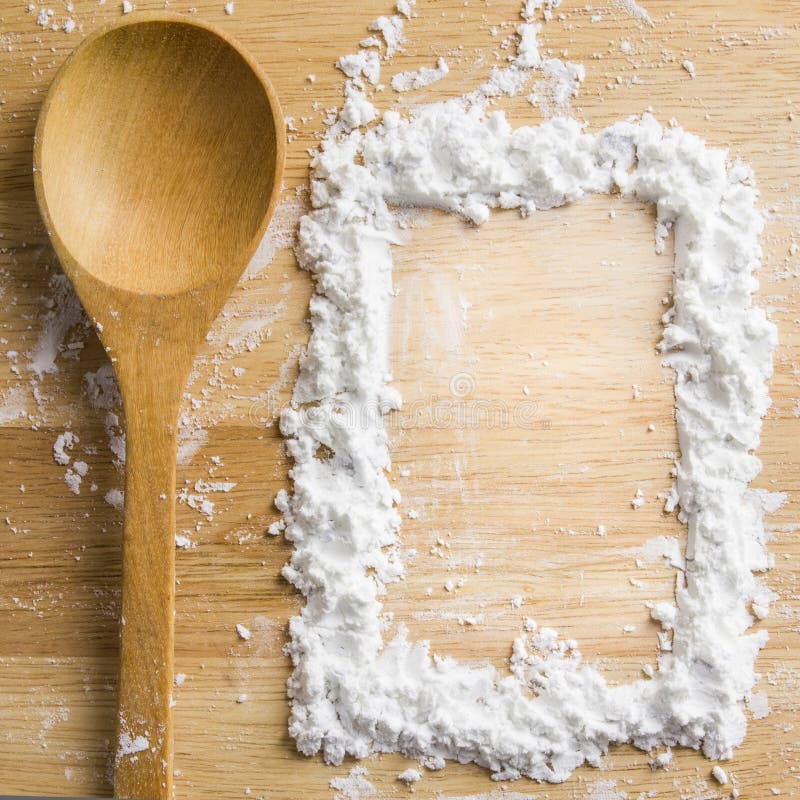 Wooden Spoon with Square Shape Flour Stock Image - Image of cook, pile ...