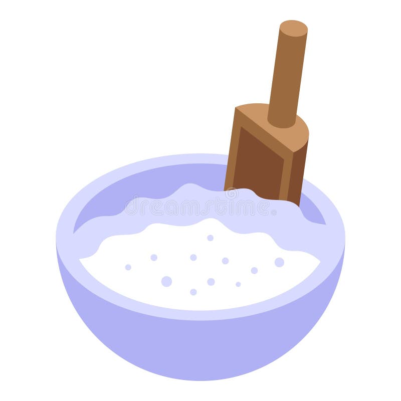 Wooden Spoon Taking White Powder from Bowl Stock Vector - Illustration ...