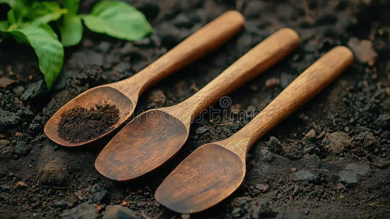 Wooden Spoons in the Dirt stock photo. Image of type - 369130606