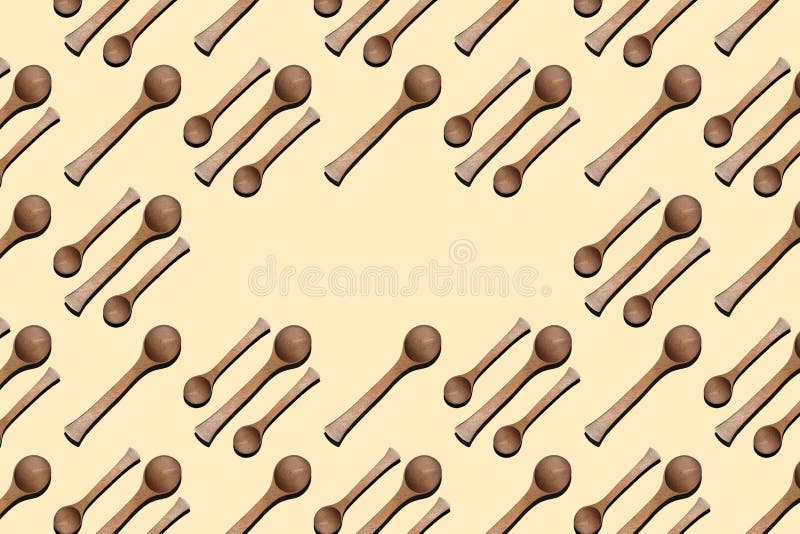 Wooden Spoons, Top View of Wooden Spoons Isolated on Yellow Background ...