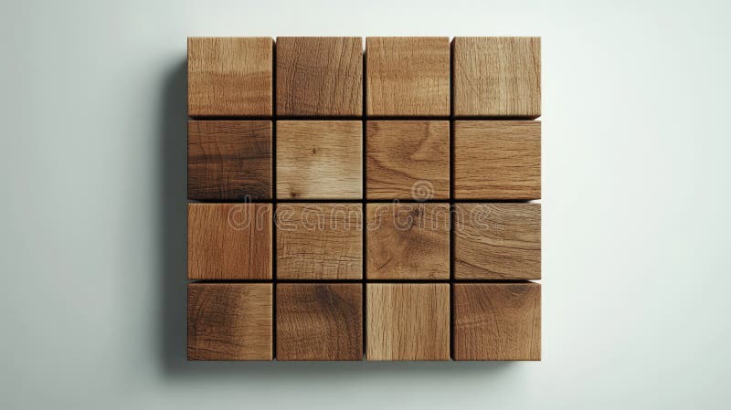 Wooden Square Blocks Arranged in Grid Pattern Stock Illustration ...