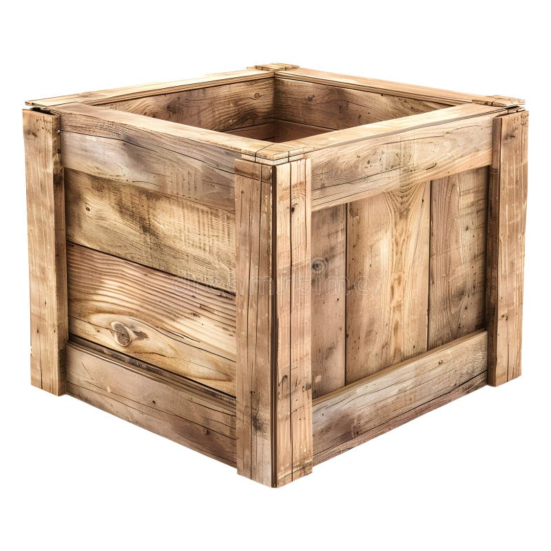 Wooden Square Empty Box on Transparent Background - Ai Generated Stock ...