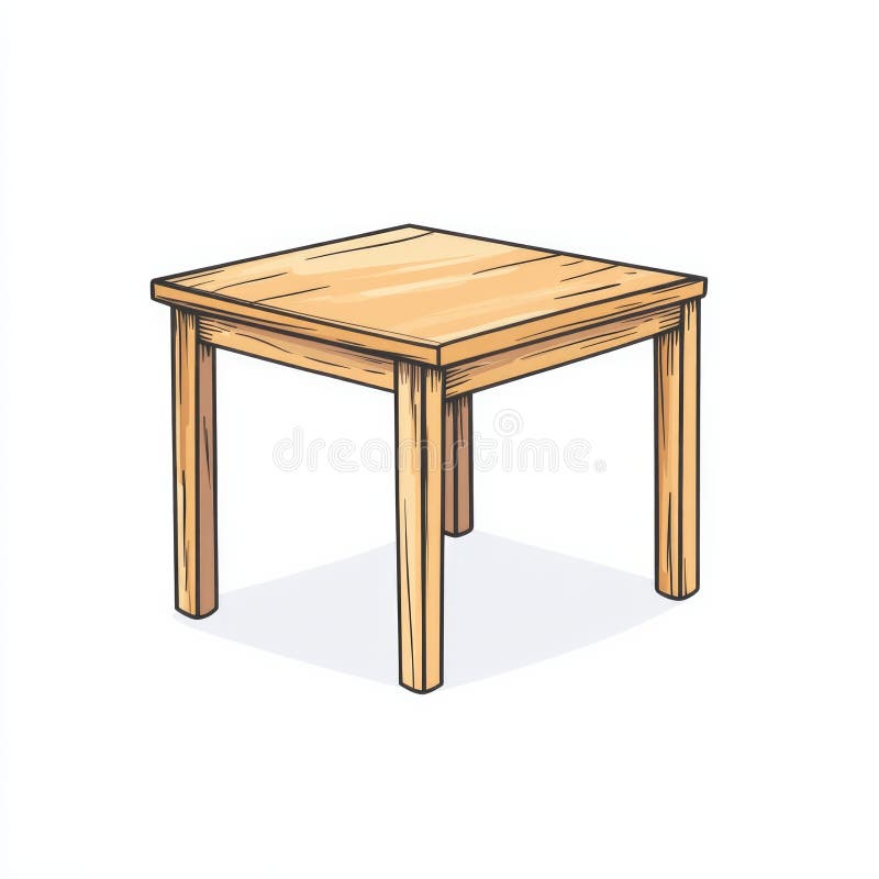 Wooden Square Table with Simple Design on White Background Stock Image ...