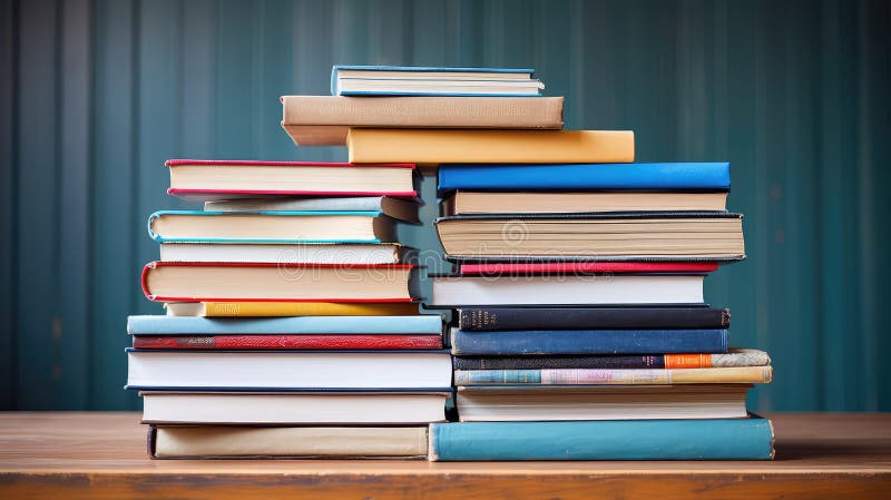 Wooden stack of text books stock illustration. Illustration of ...