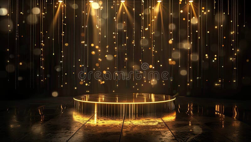 A Wooden Stage Lit Up by a Spotlight Under the Night Sky Stock Image ...