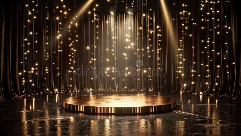 A Wooden Stage Lit Up by a Spotlight Under the Night Sky Stock Photo ...