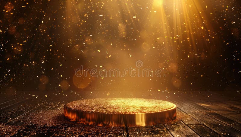 A Wooden Stage Lit Up by a Spotlight Under the Night Sky Stock Image ...