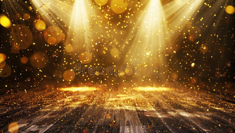 A Wooden Stage Lit Up by a Spotlight Under the Night Sky Stock Image ...