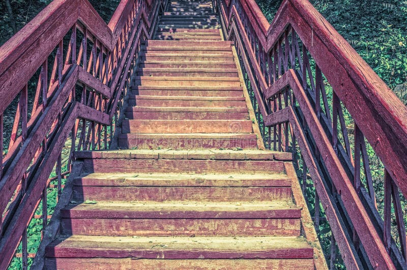 Wooden Staircase in the Park Stock Image - Image of trail, summer ...