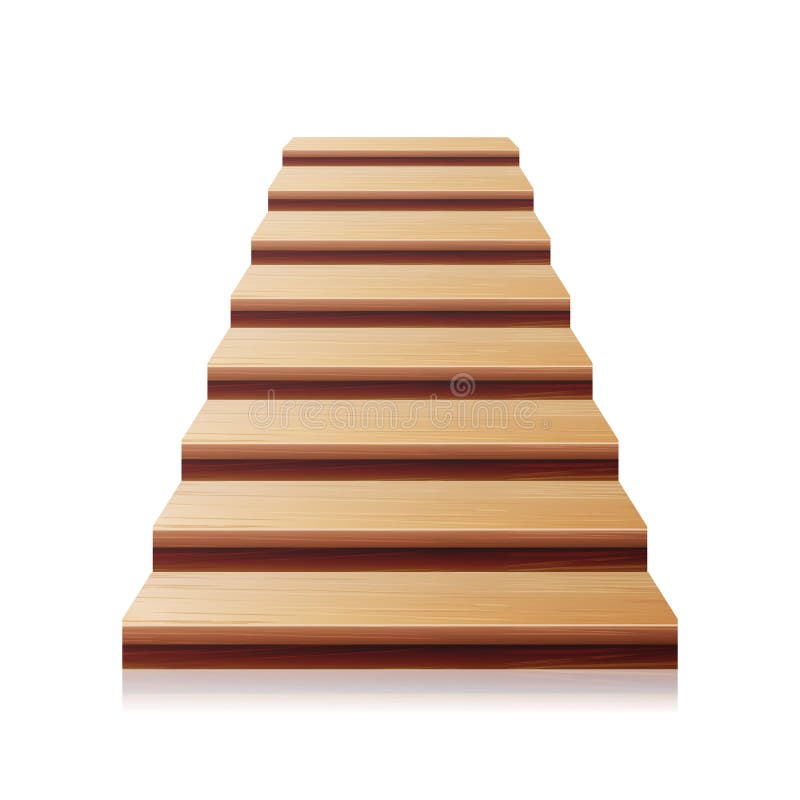 Wooden Staircase Vector. 3D Realistic Illustration. Front View ...