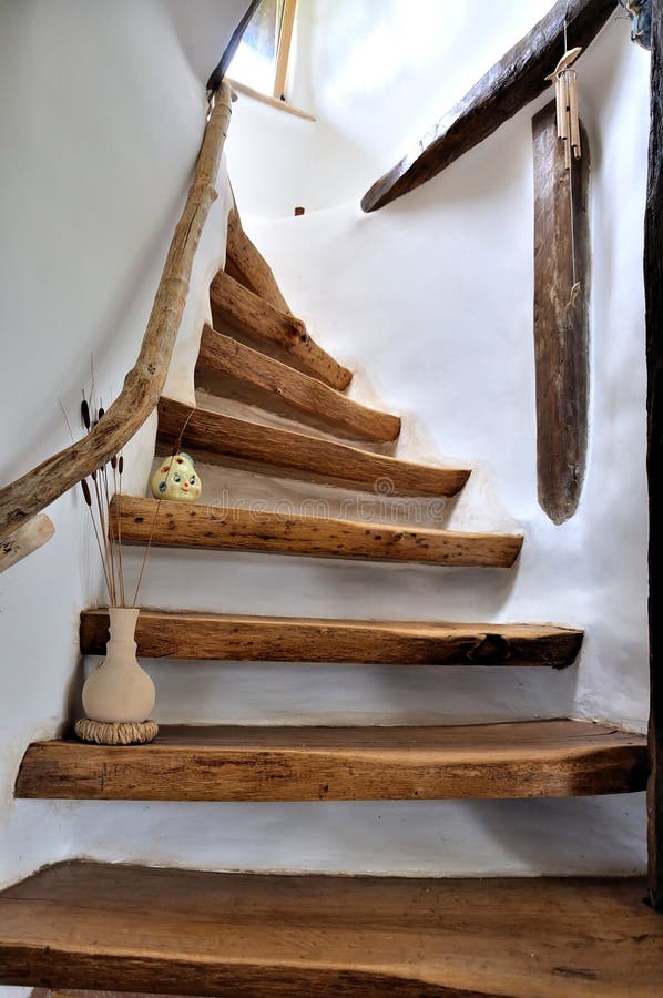 Wooden Stairs the Leader on a Medieval City Wall Stock Image - Image of ...
