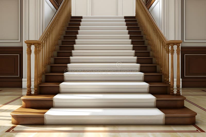 Wooden Stairs in Classic Interior - Ai Generated Stock Illustration - Illustration of ...