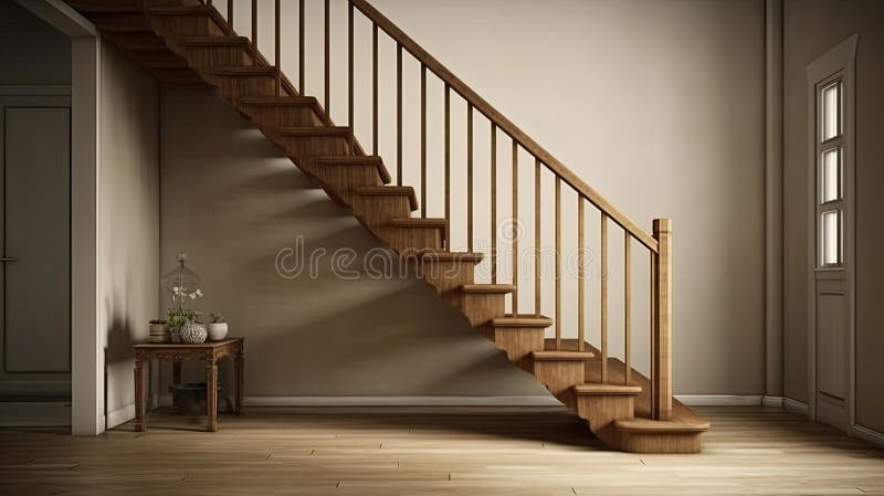 Wooden Stairs in an Empty Room on a Suuny Day Stock Illustration ...