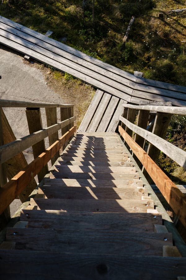 Wooden Stairs Leading Down from Birdwatching Tower Stock Photo - Image ...