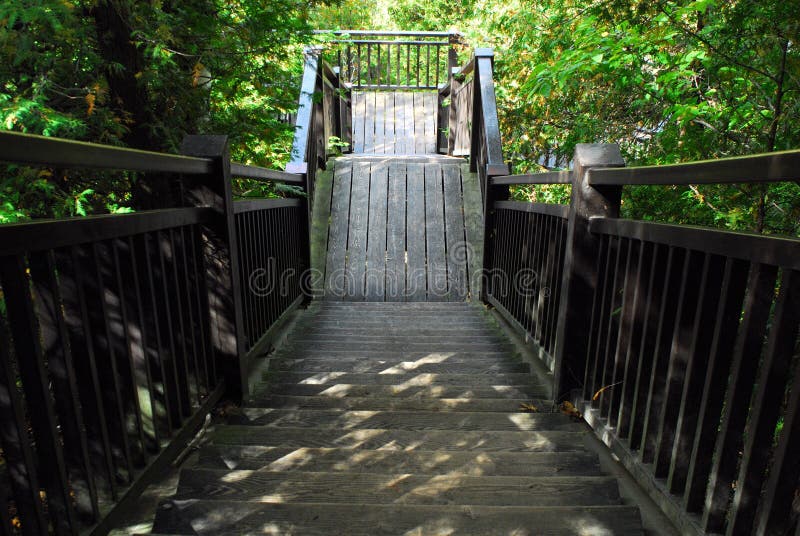 Wooden Stairs and Platform Going Down Stock Photo - Image of climb ...